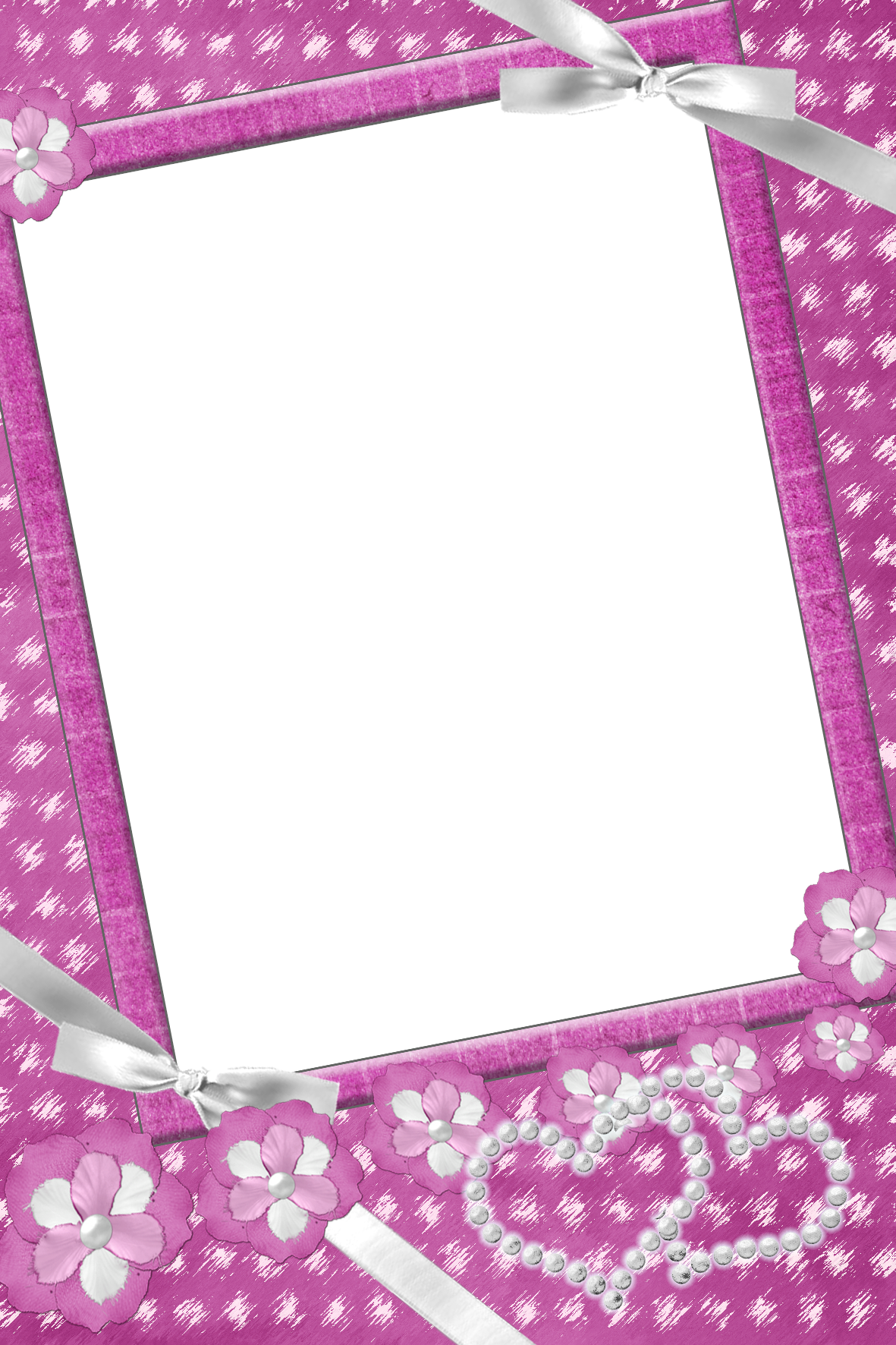 Pink Transparent Frame with Flowers and Pearls | Gallery Yopriceville ...