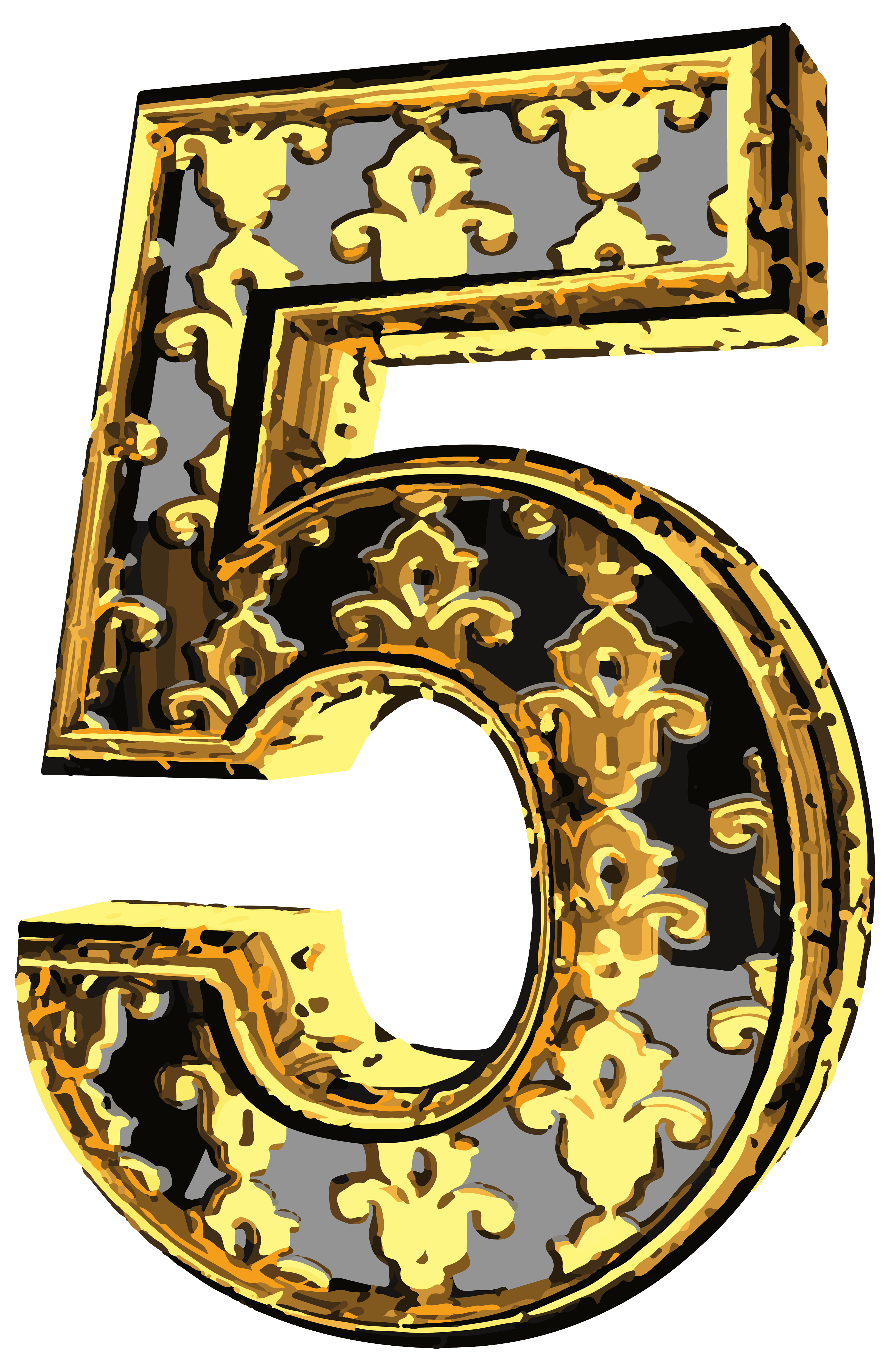 3d Number Five Red Gold Png Clip Art Image Clip Art Art Images Porn