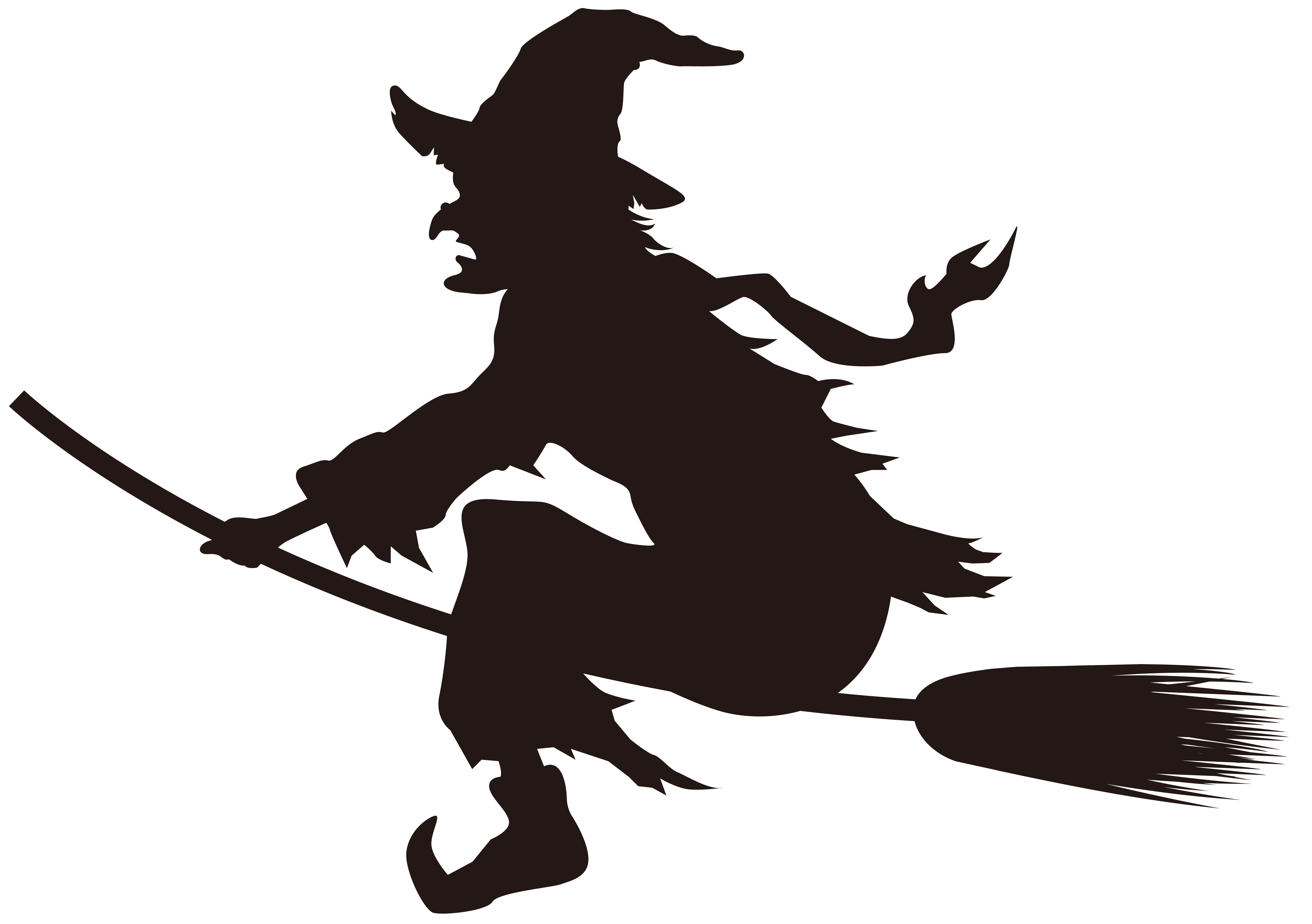 Halloween Witch On Broom Silhouette Png Clip Art Image Gallery