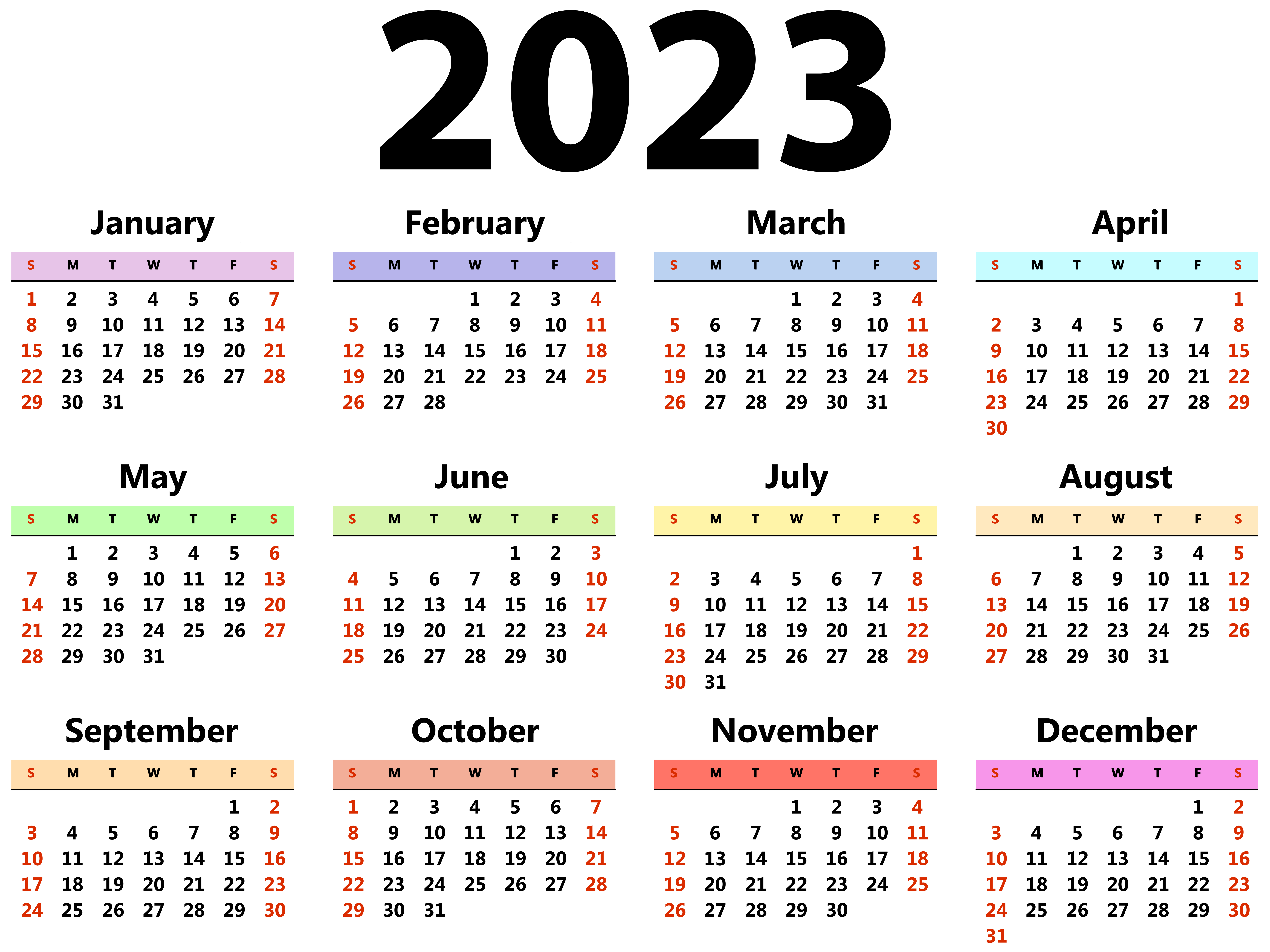 2023 Calendar US PNG Image | Gallery Yopriceville - High-Quality Free ...