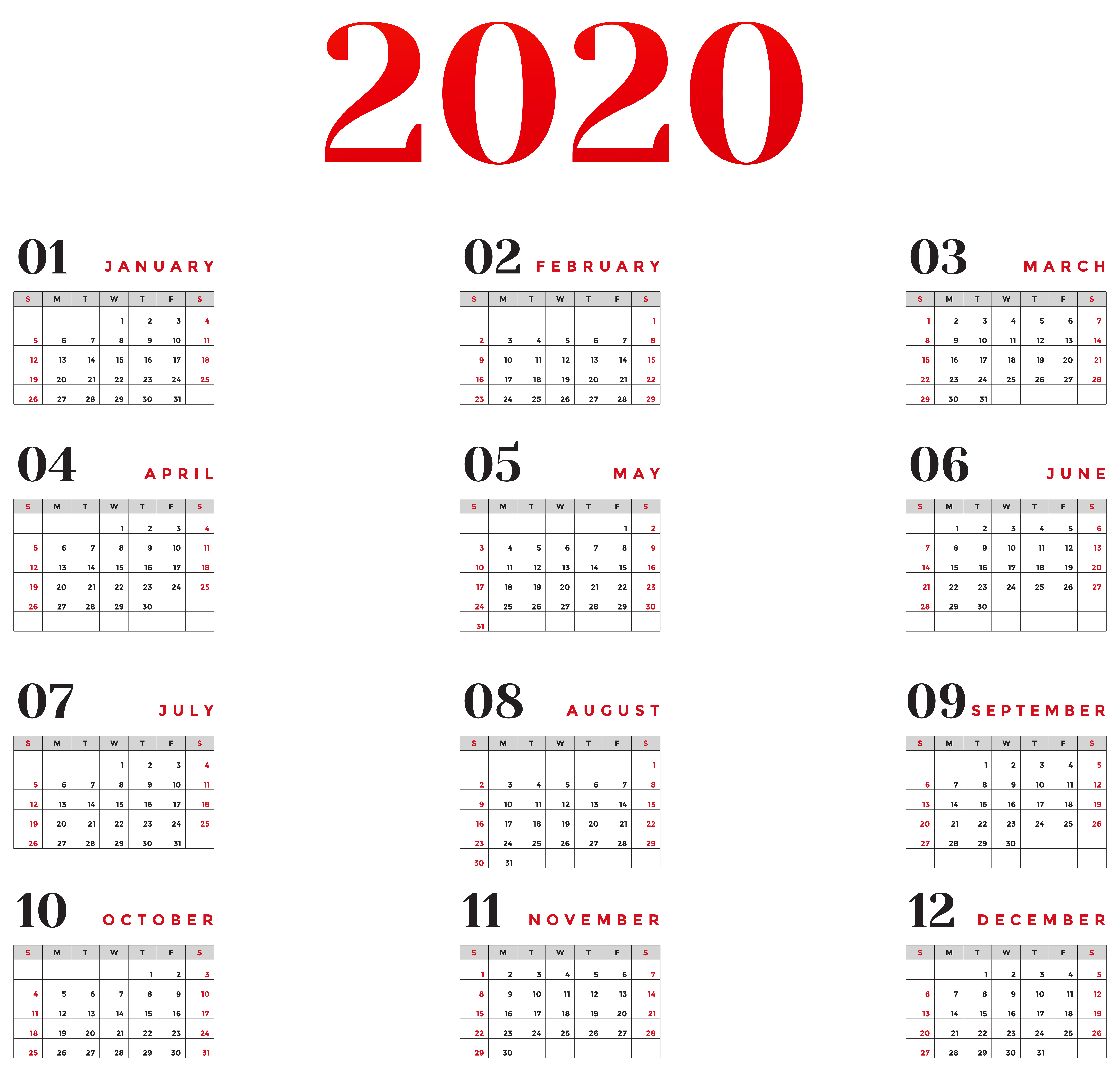 Calendar 2020 Transparent PNG Image | Gallery Yopriceville - High ...