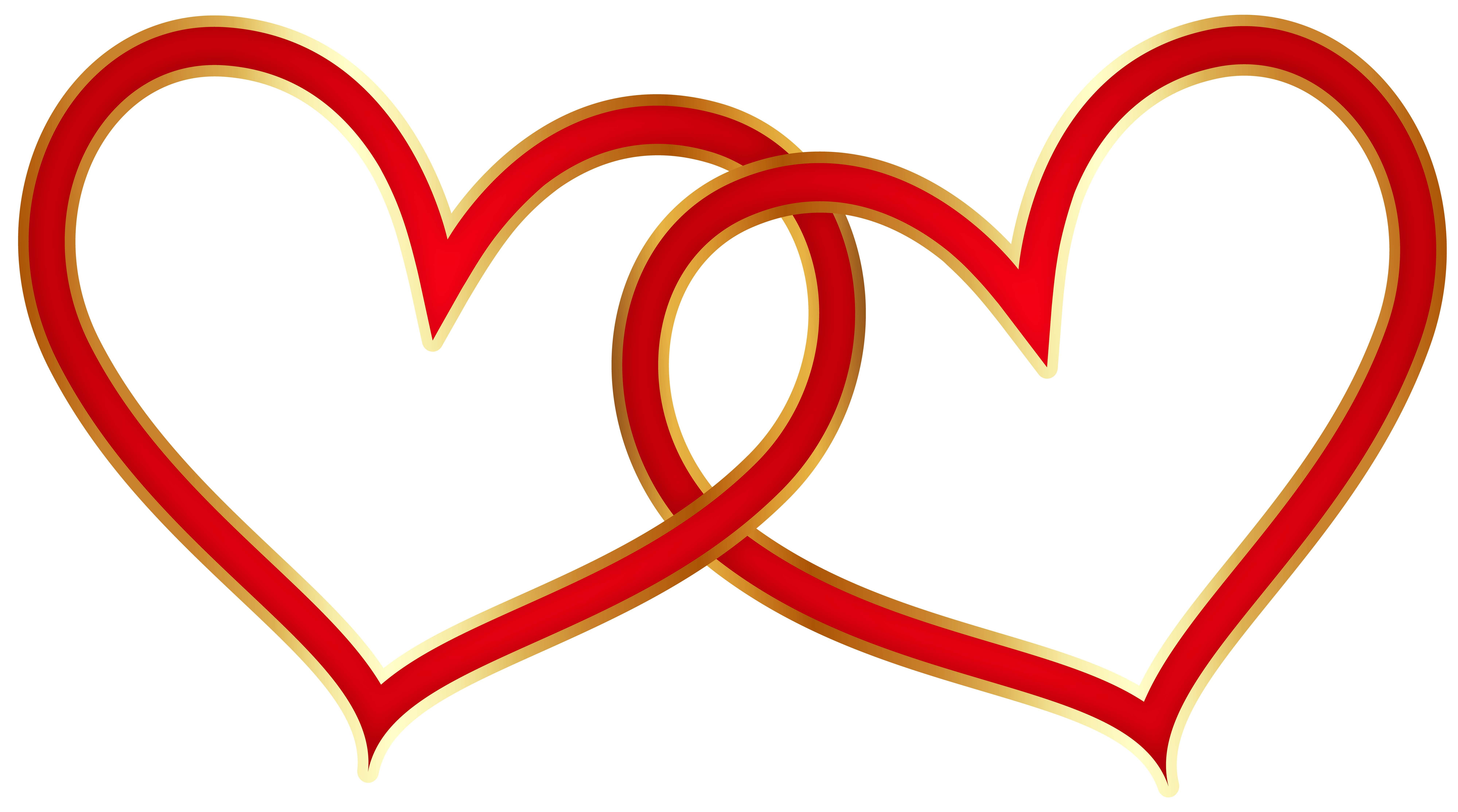Two Gold Hearts Together Png