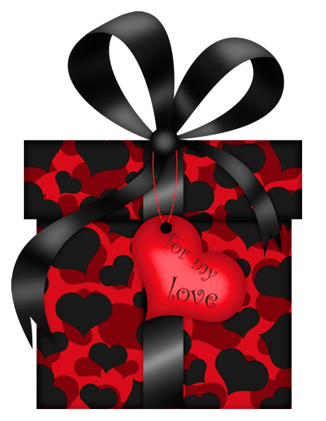 Valentines Day Black and Red Gift with Hearts PNG Clipart Picture ...