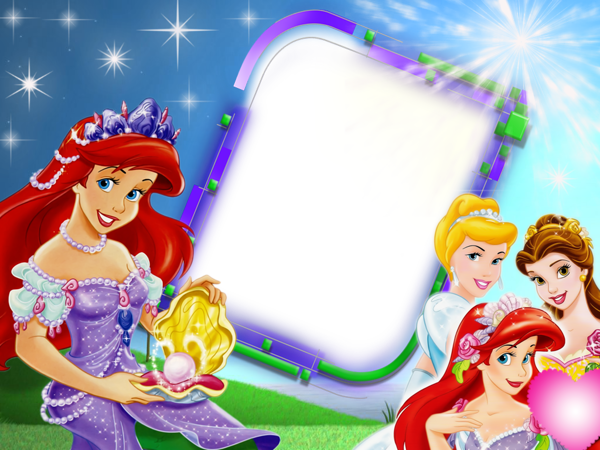 Transparent Blue Kids Frame with Princesses and Ariel | Gallery ...