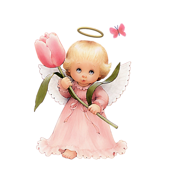 Cute Angel With Tulip Free Clipart Gallery Yopriceville High Quality Free Images And