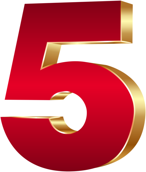 3d Number Five Red Gold Png Clip Art Image Gallery Yopriceville