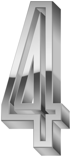 Number Four Silver Transparent Image | Gallery Yopriceville - High ...