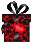 Valentines Day Black and Red Gift with Hearts PNG Clipart Picture ...